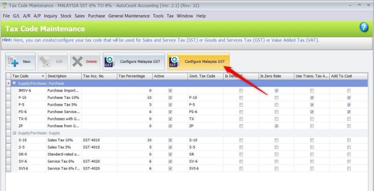 Autocount Service Tax 8% Setup Guide | March 2024
