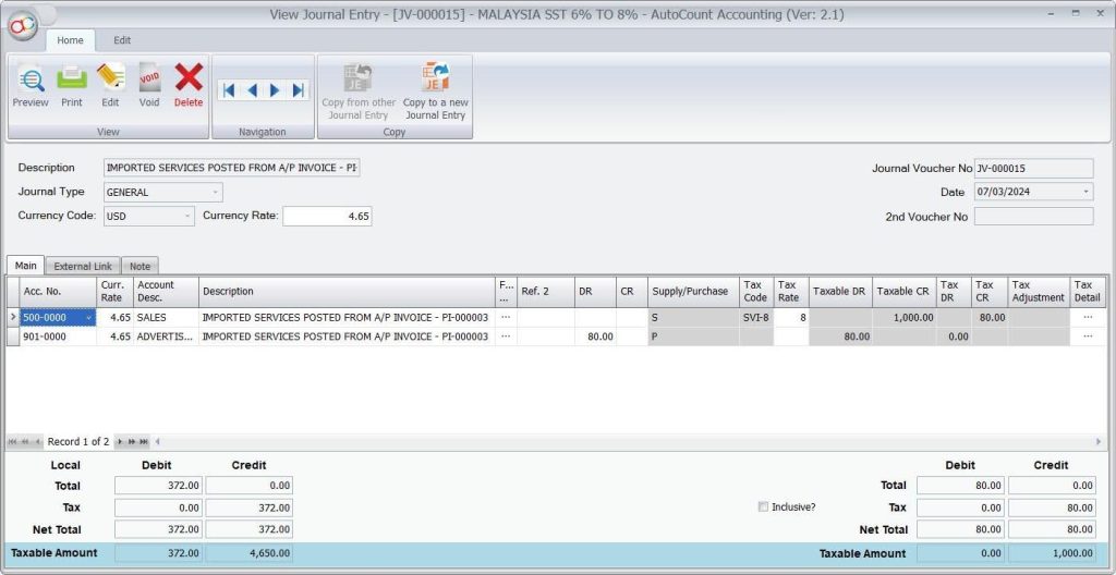 Autocount Service Tax 8% Setup Guide | March 2024